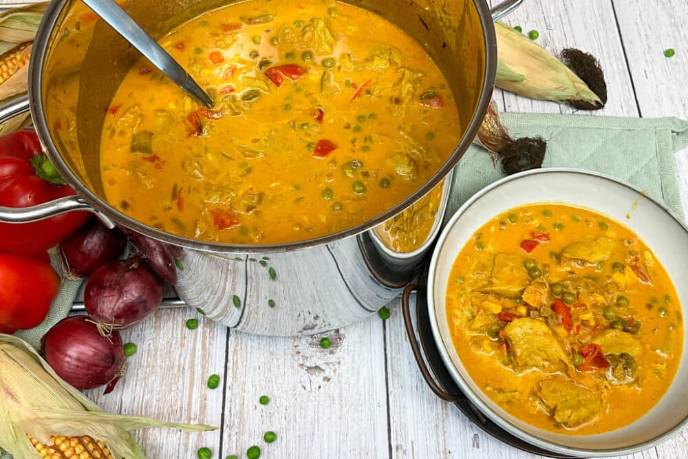 Ofensuppe Rezept: Einfache Party-Ofensuppe (vegetarisch, vegan / mit ...